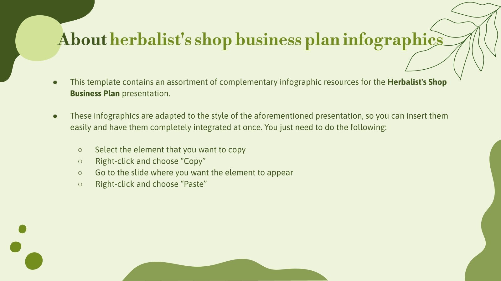 Herbalist's Shop Business Plan Infographics | Google Slides