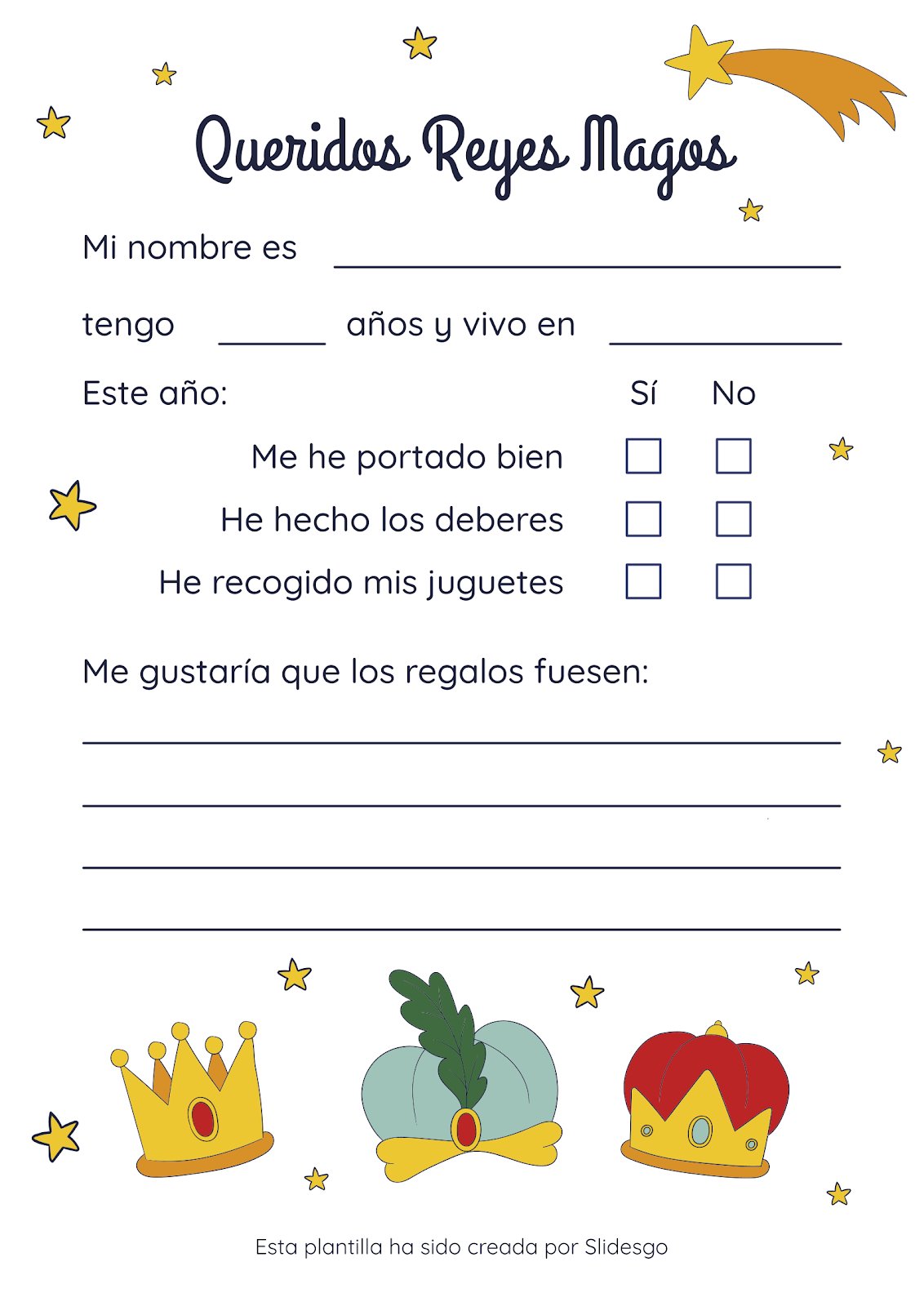 Mi carta para los Reyes Magos | Google Slides y PowerPoint