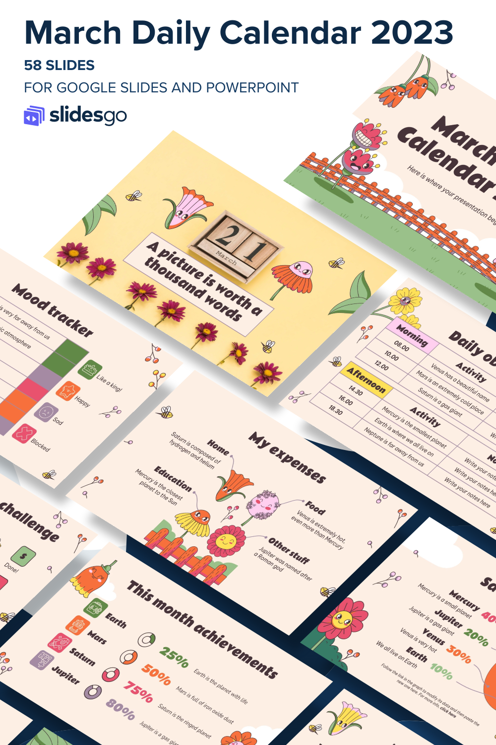 March Daily Calendar 2026 | Google Slides & PowerPoint