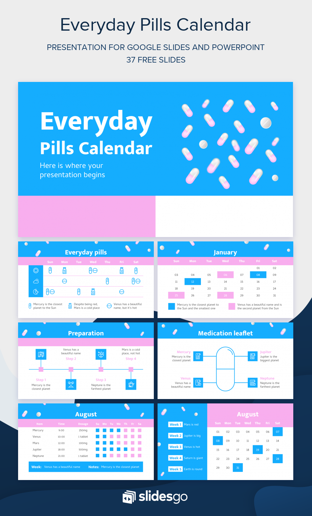 Everyday Pills Calendar | Googe Slides & PowerPoint theme