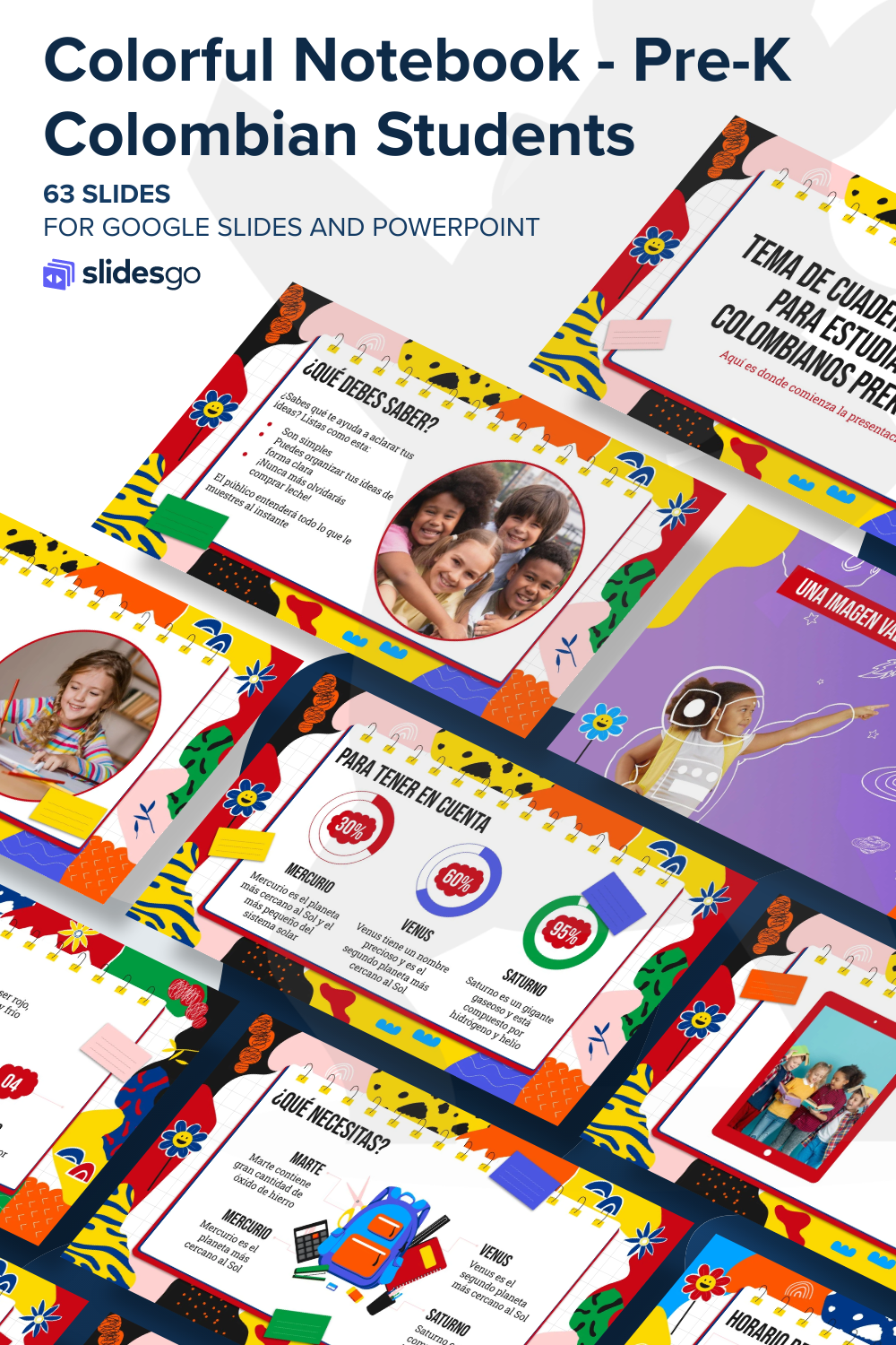 Colorful Notebook Theme for Pre-K Colombian Students