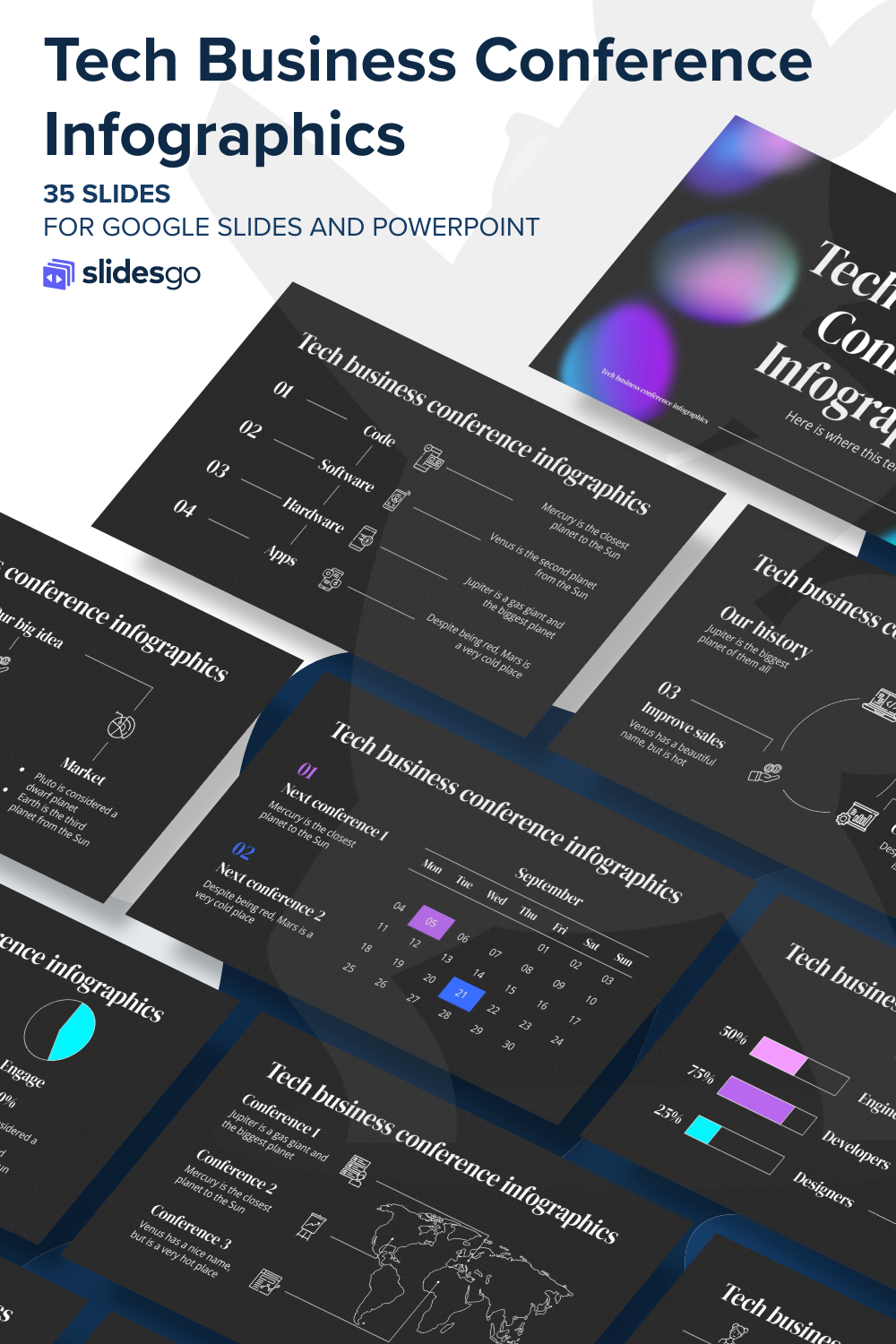 Tech Business Conference Infographics | Google Slides & PPT