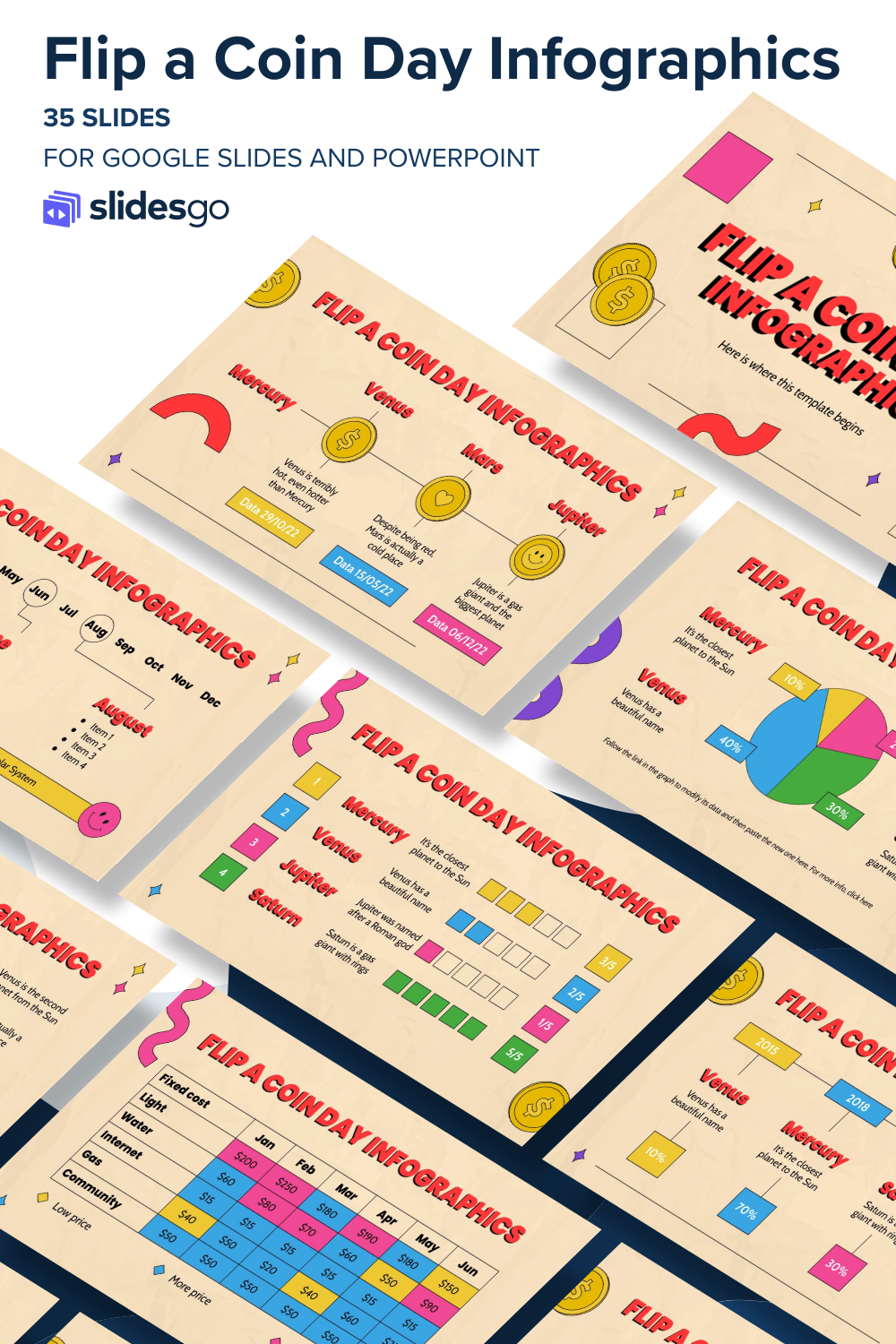 Flip a Coin Day Infographics | Google Slides & PowerPoint