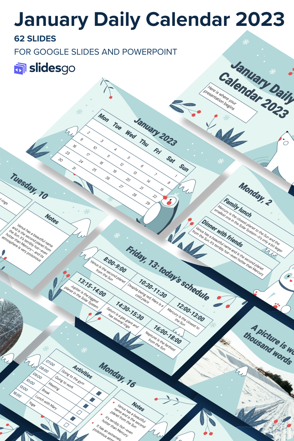 January Daily Calendar 2026 | Google Slides and PowerPoint