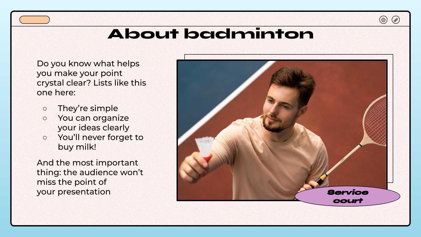 Éducation physique pour le lycée : Badminton | Google Slides
