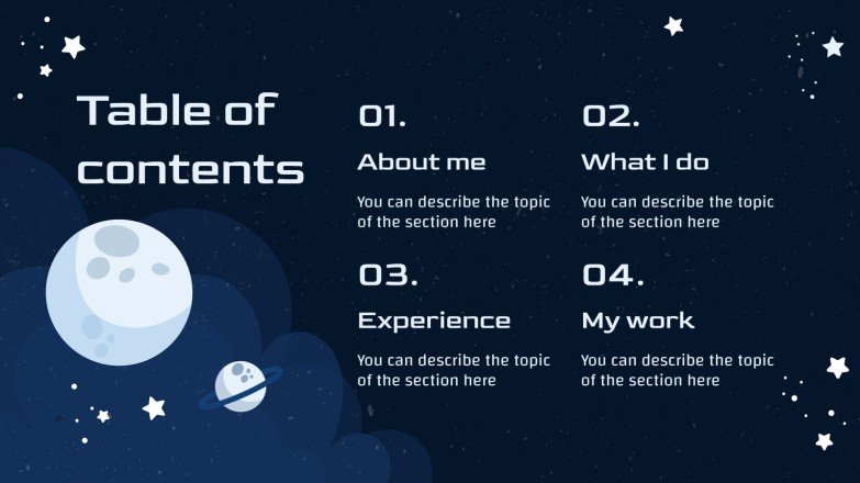 Midnight Background Portfolio | Google Slides & PowerPoint