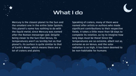 Portafolio con fondo de medianoche | Google Slides y PPT