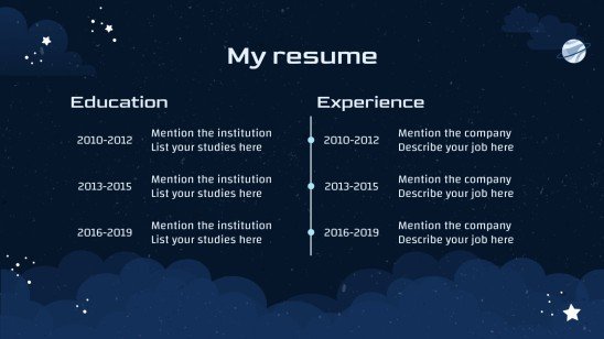 Portafolio con fondo de medianoche | Google Slides y PPT