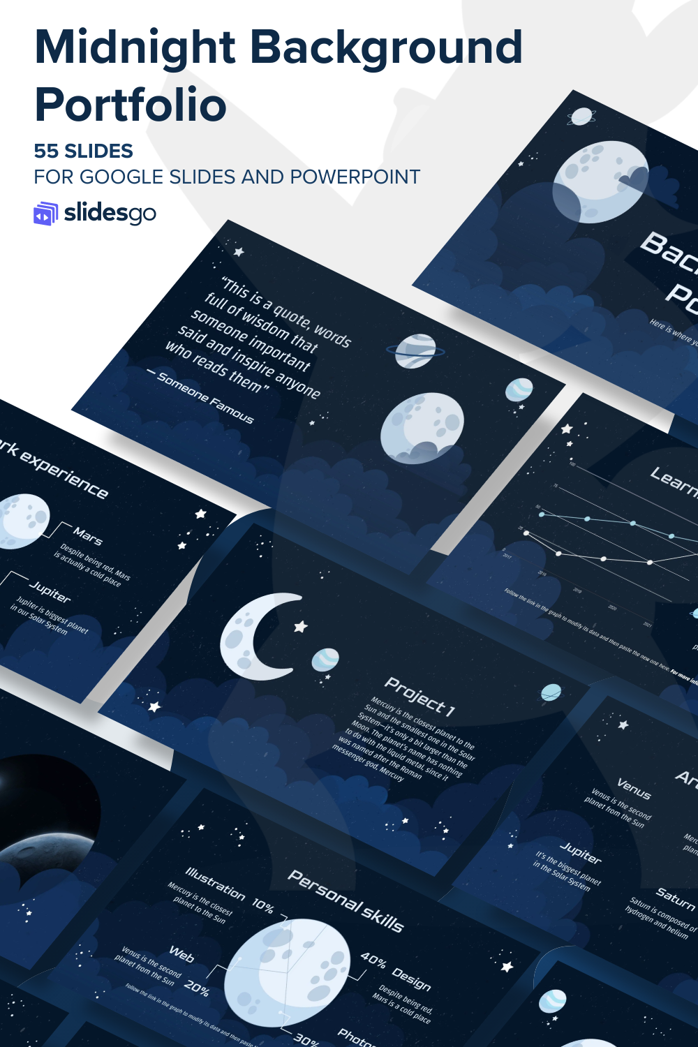 Midnight Background Portfolio | Google Slides & PowerPoint