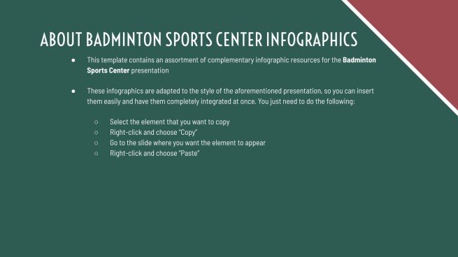 Badminton Sports Center Infographics | Google Slides & PPT