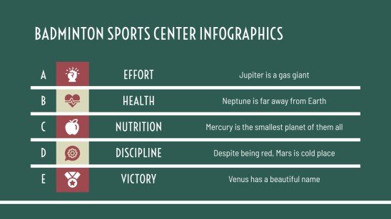 Badminton Sports Center Infographics | Google Slides & PPT