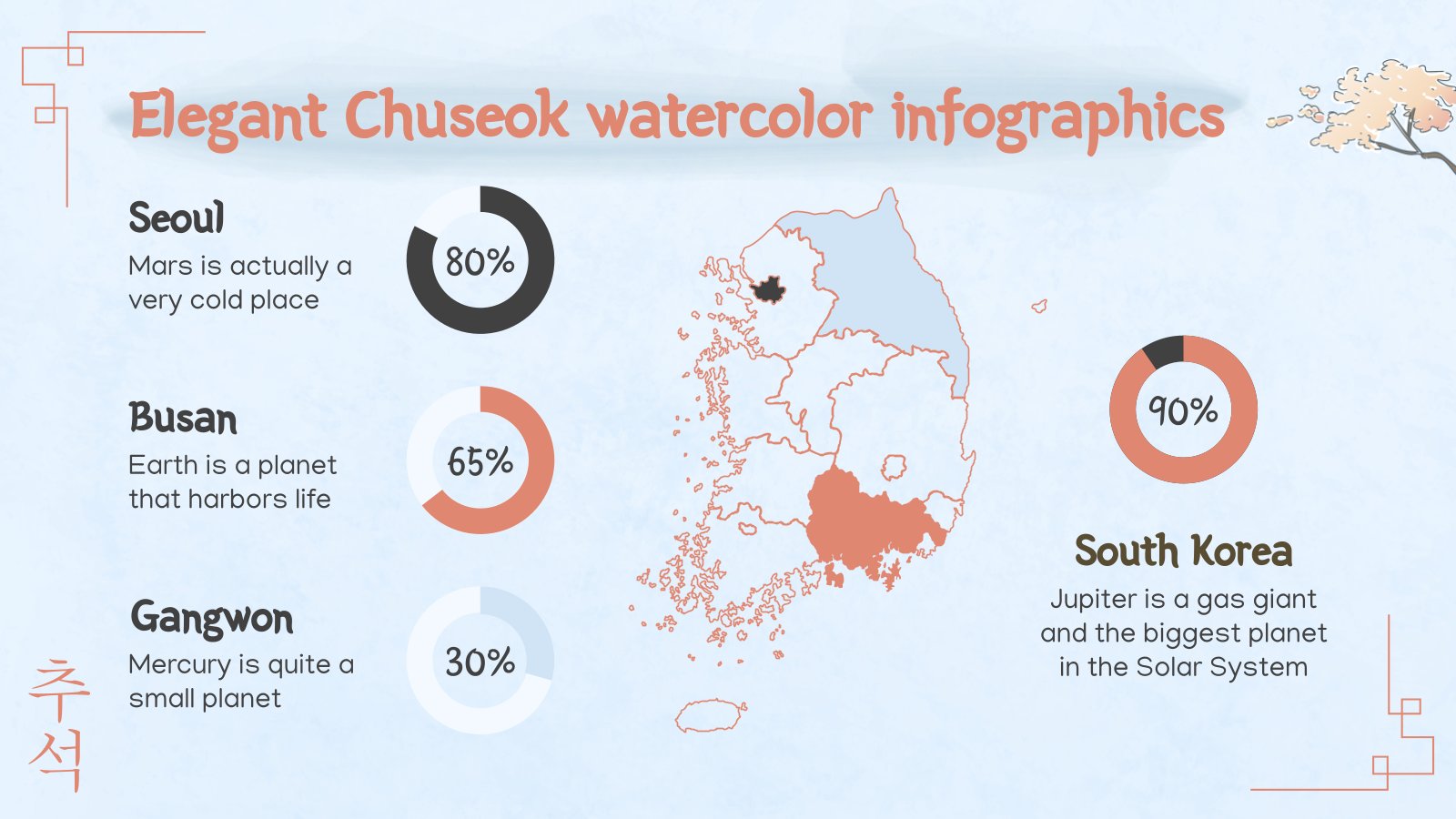 优雅的Chuseok水彩迷你主题信息图-PPT模版PPT模版免费下载| 懒人PPT