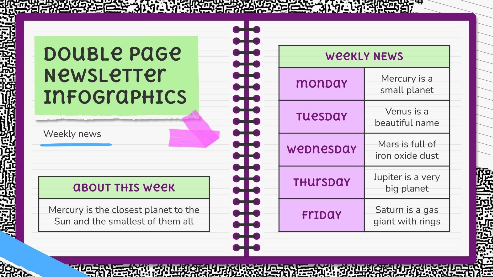 Double Page Notebook Style Newsletter Infographics