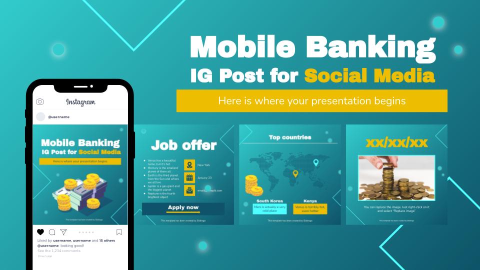Mobile Banking IG Post Social Media | Google Slides & PPT