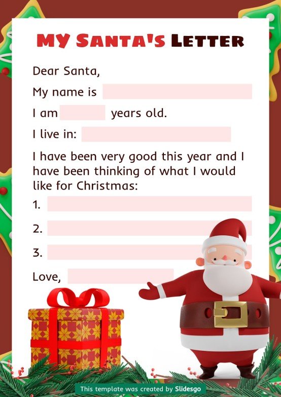 Write your Santa's Letter for Pre-K | Google Slides
