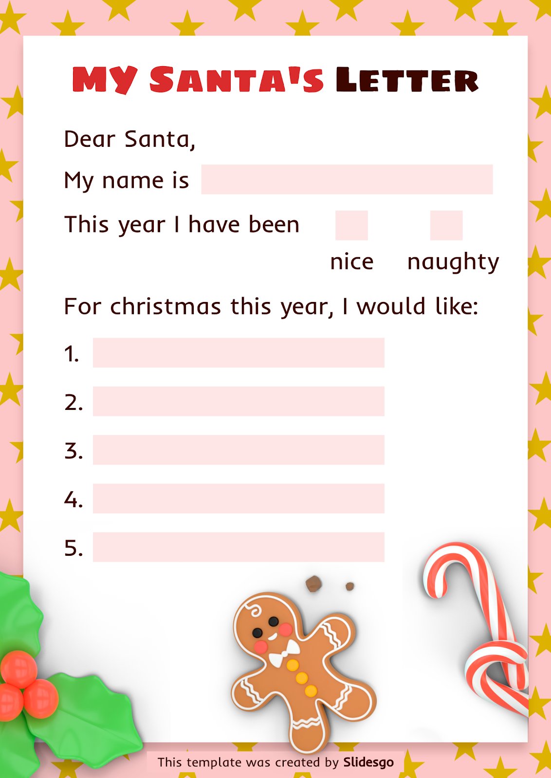 Write your Santa's Letter for Pre-K | Google Slides