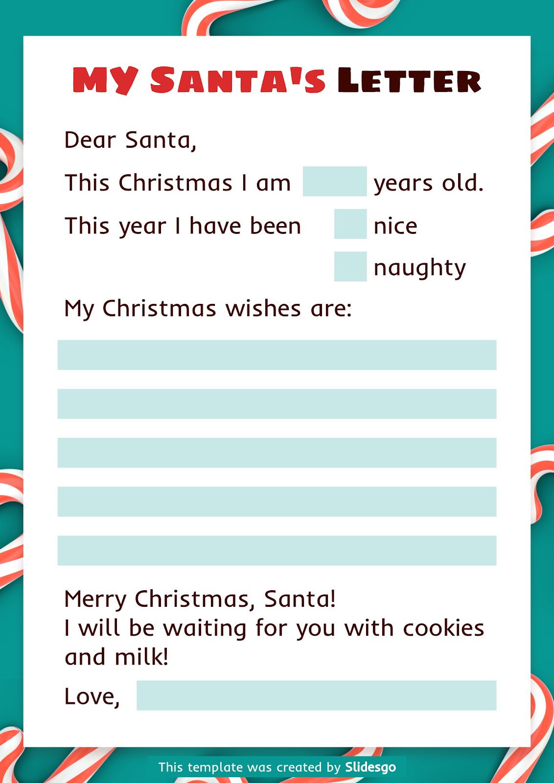 Write your Santa's Letter for Pre-K | Google Slides