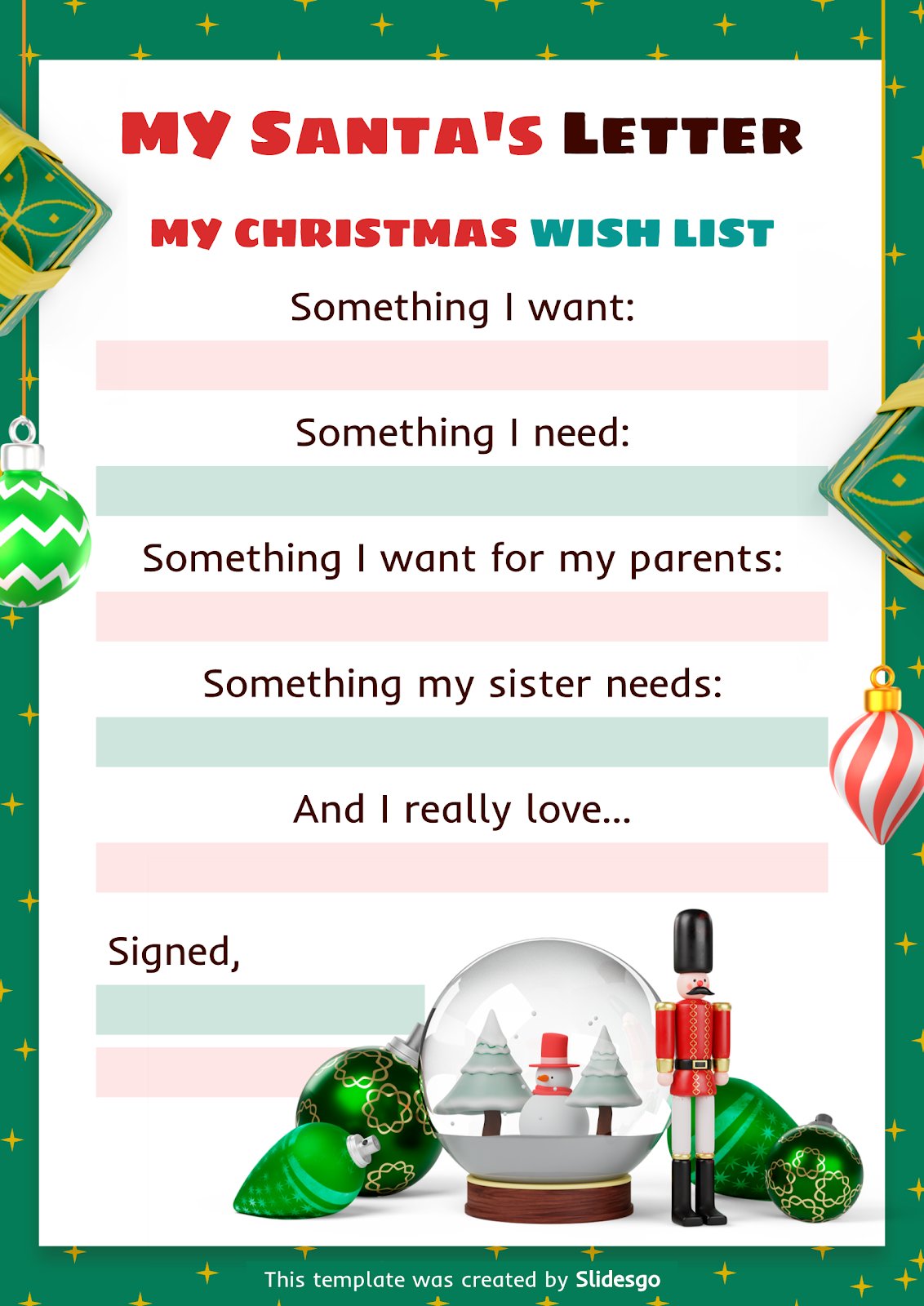 Write your Santa's Letter for Pre-K | Google Slides