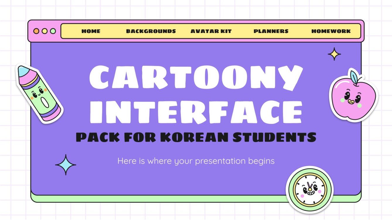 Cartoony Interface Pack for Korean Students | Google Slides