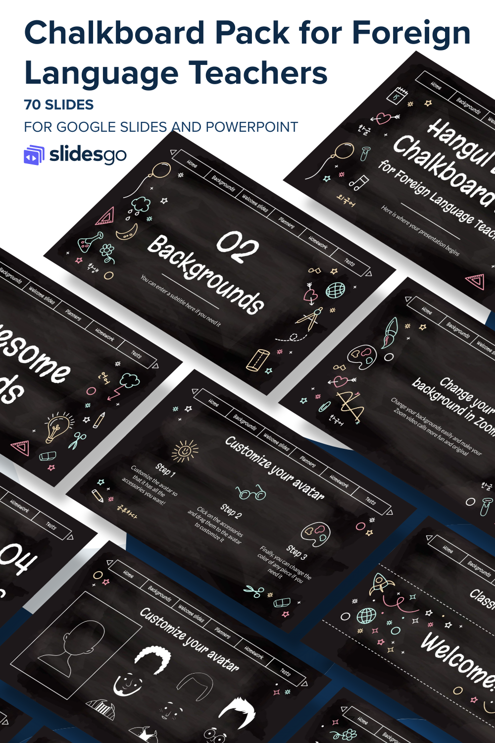 Hangul Doodly Chalkboard Pack for Foreign Language Teachers