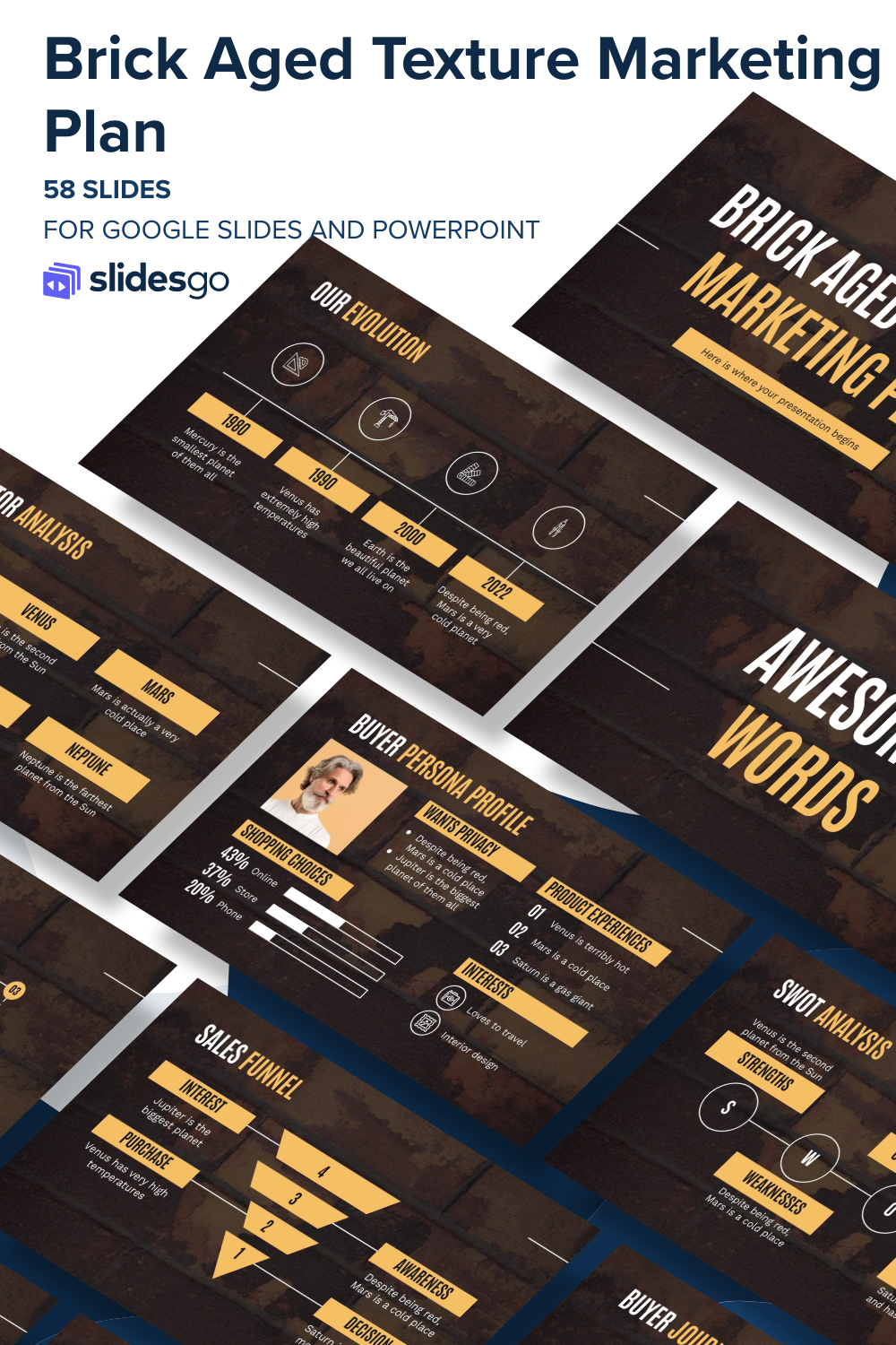 Brick Aged Texture Marketing Plan | Google Slides & PPT