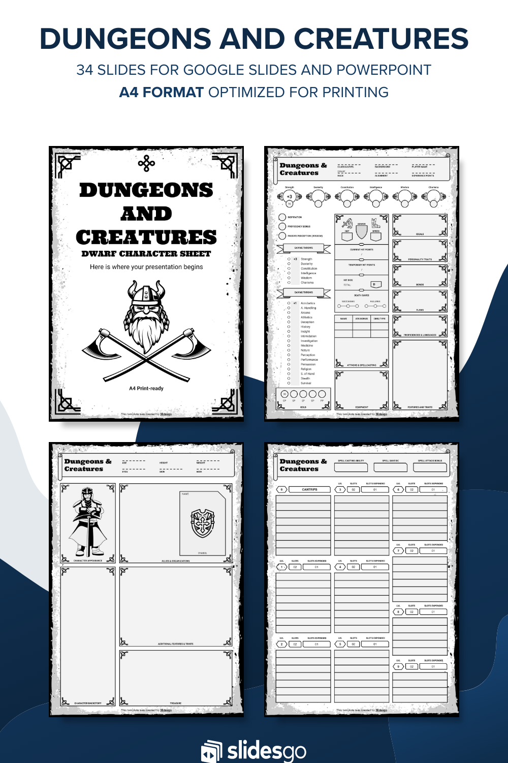 Dungeons and Creatures: Dwarf Character Sheet