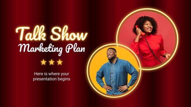 Google Slides and PowerPoint templates about talkshows
