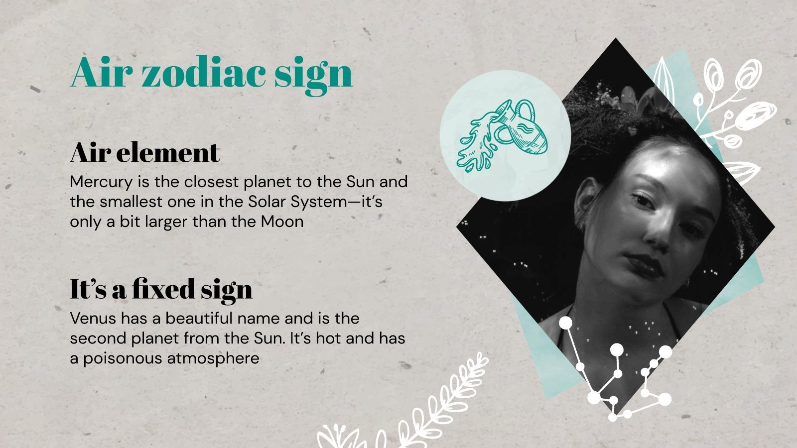 Aquarius - Air Zodiac Signs | Google Slides and PPT