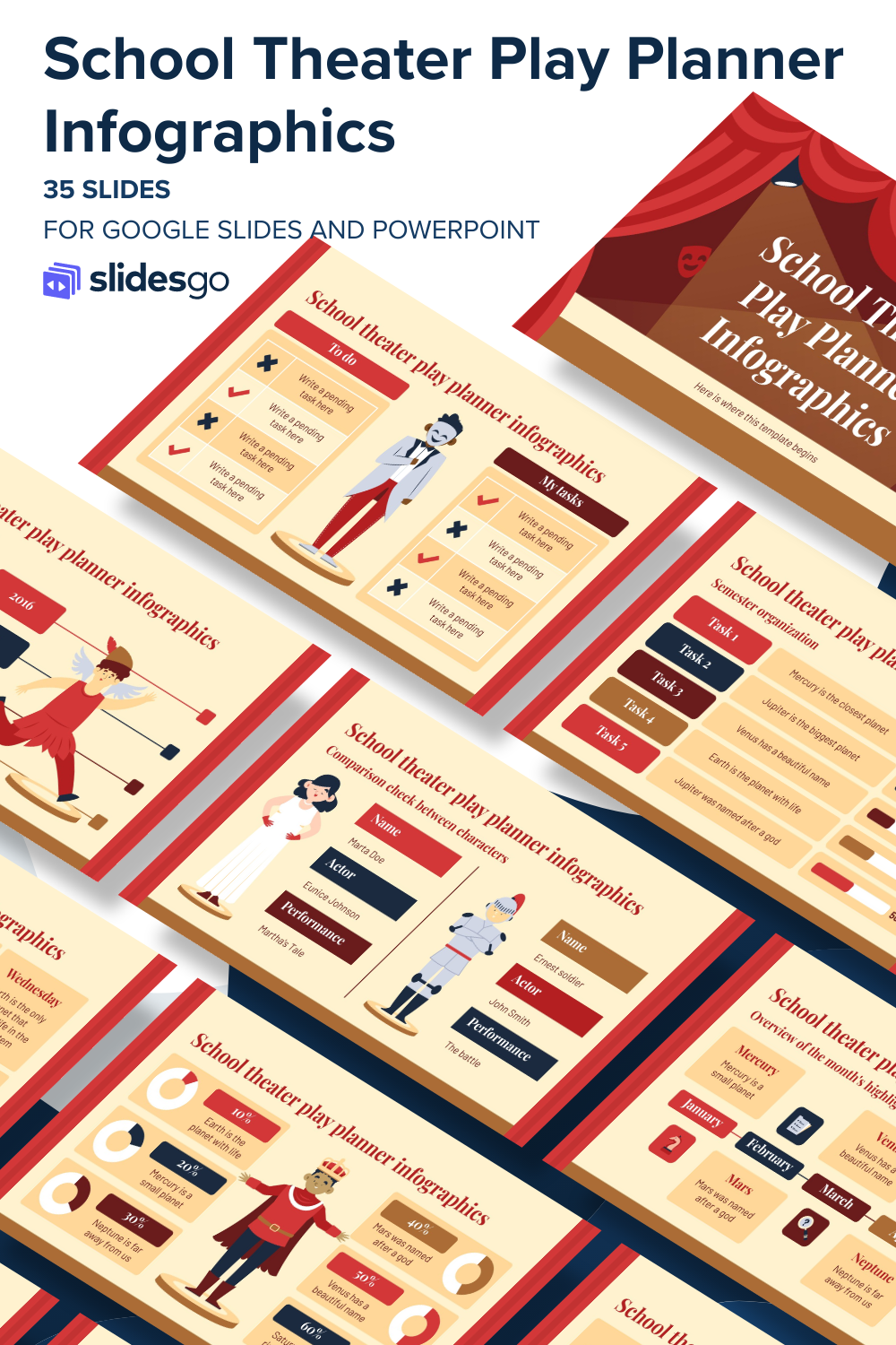 School Theater Play Planner Infographics | Google Slides