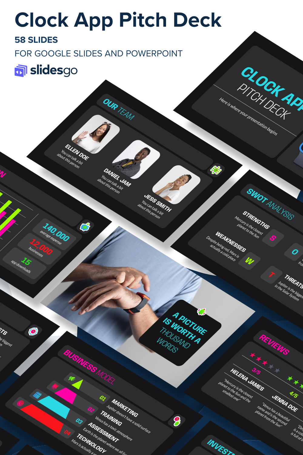 Clock App Pitch Deck | Google Slides & PowerPoint