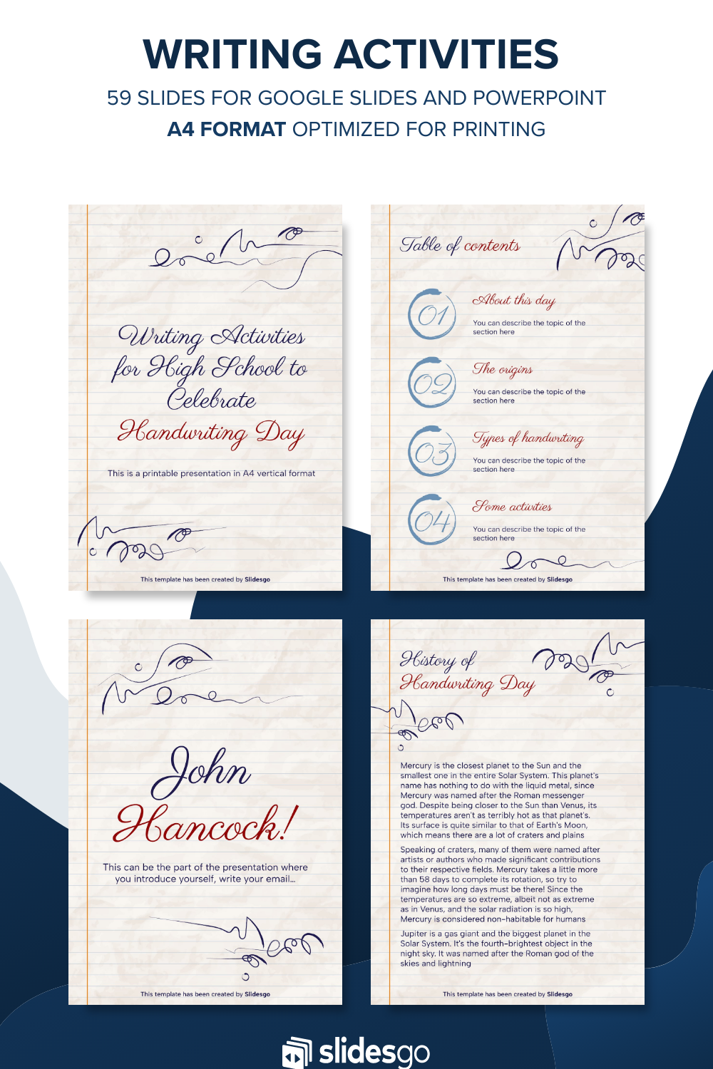 Activities for High School to Celebrate Handwriting Day