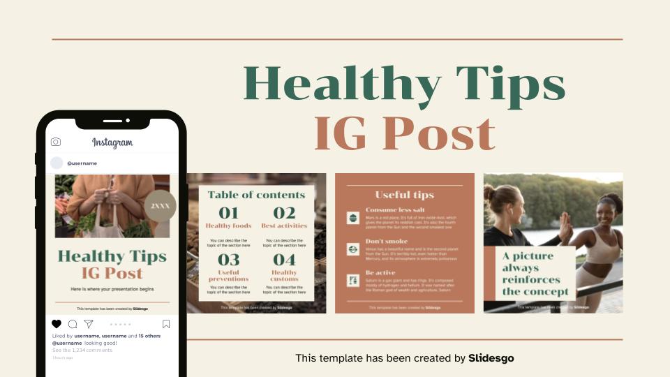 Healthy Tips IG Post | Google Slides & PowerPoint
