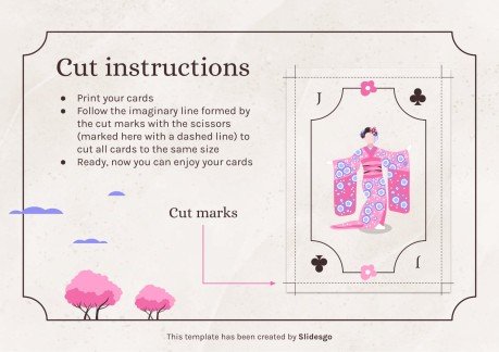 Baraja de cartas imprimible con temática del Periodo Edo