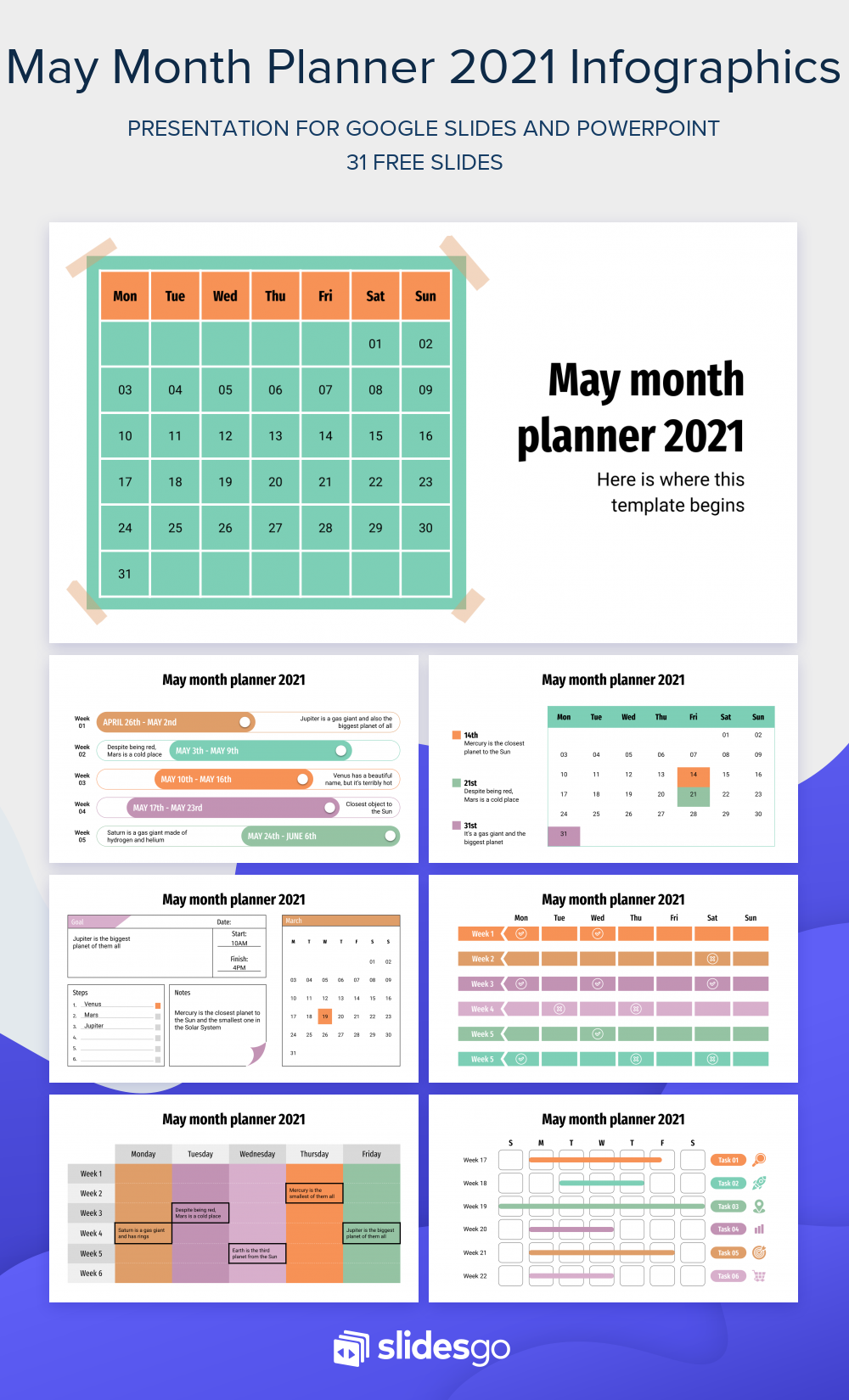 May 2021 Monthly Planner Infographics | Google Slides & PPT