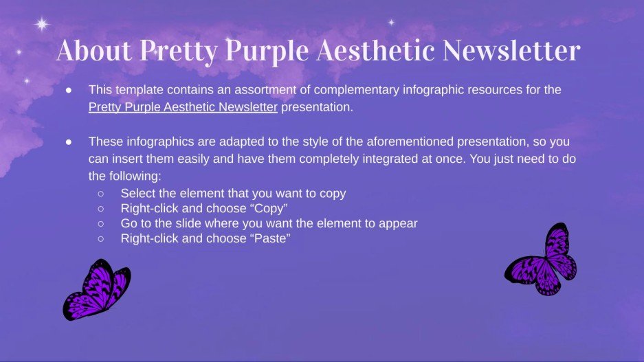 Purple Aesthetic Newsletter Infographics | Google Slides