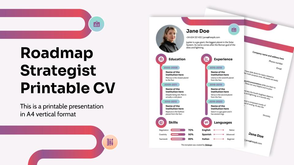 Roadmap Strategist Printable CV