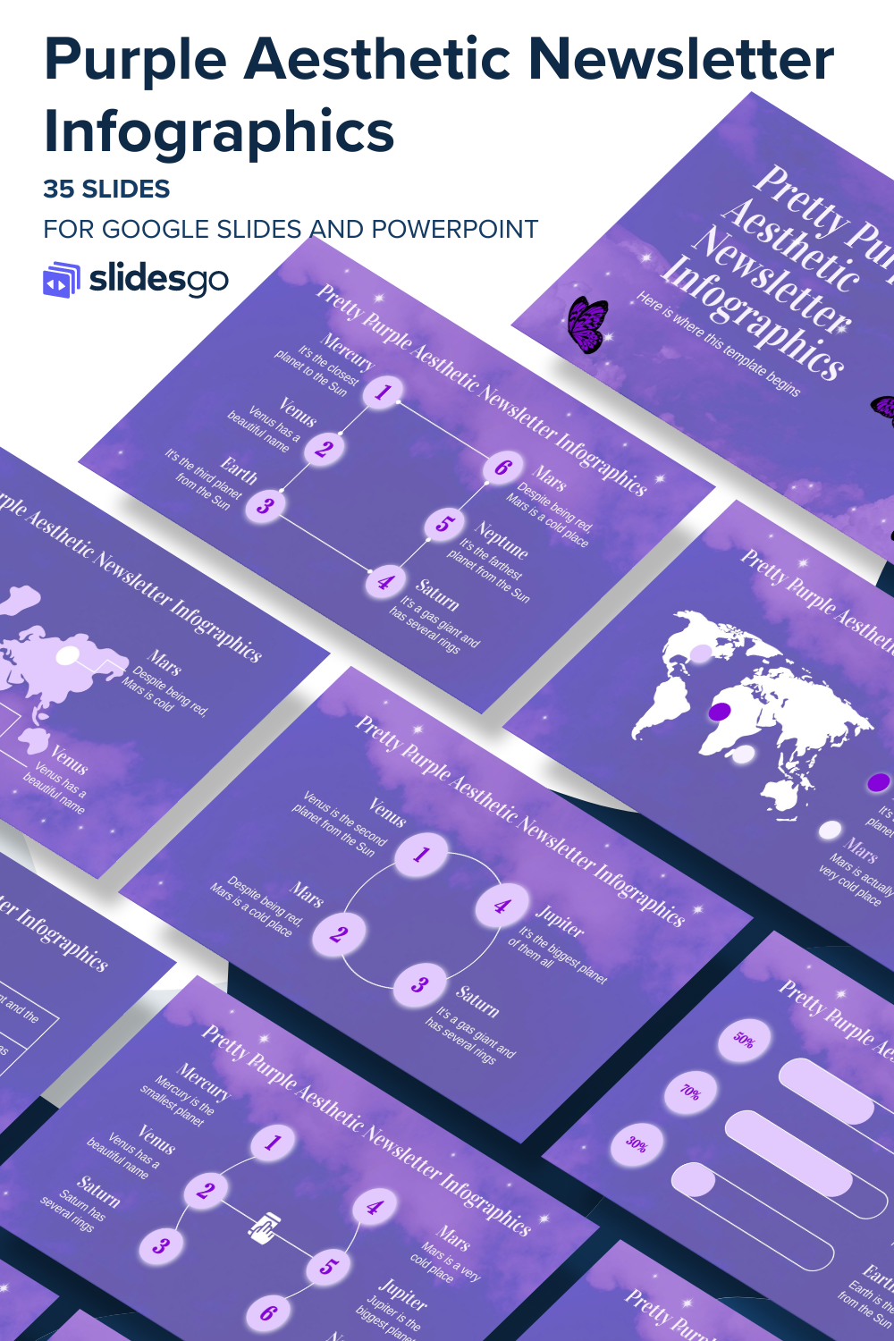 Purple Aesthetic Newsletter Infographics | Google Slides