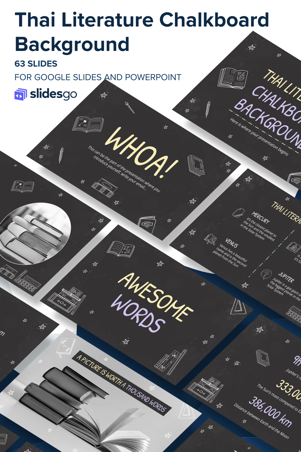 Thai Literature Chalkboard Background | Google Slides & PPT