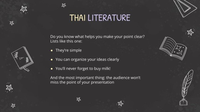 Thai Literature Chalkboard Background | Google Slides & PPT