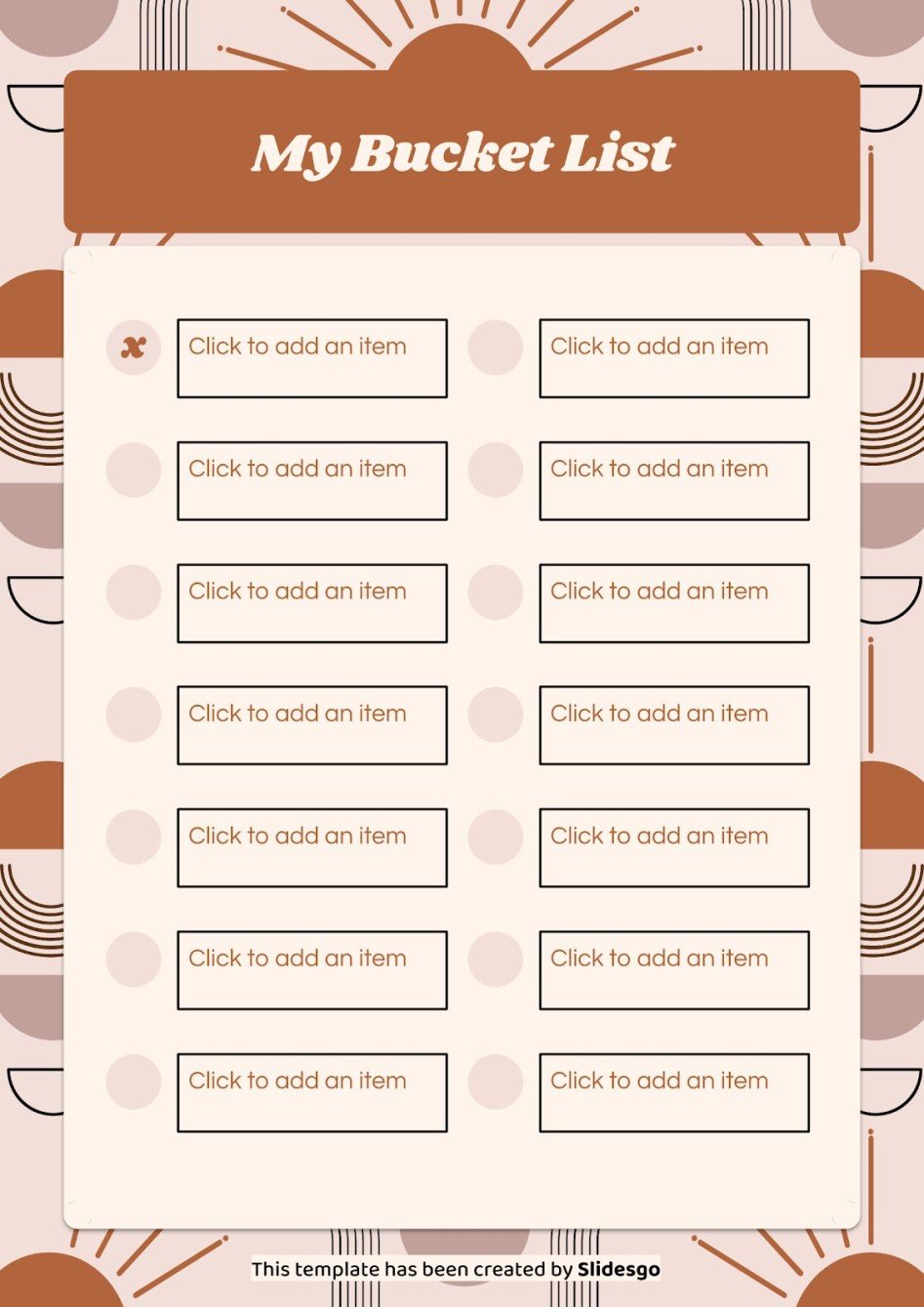 Printable Boho Style Bucket List | Google Slides & PPT
