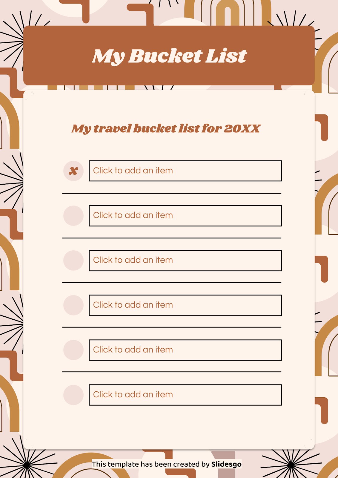 Druckbare Bucket List im Boho-Stil | Google Slides & PPT