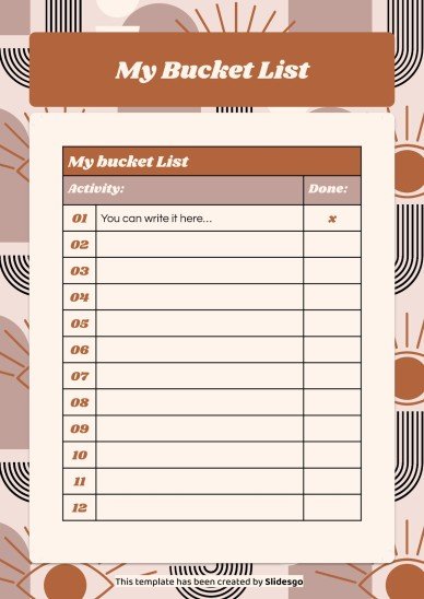 Printable Boho Style Bucket List | Google Slides & PPT