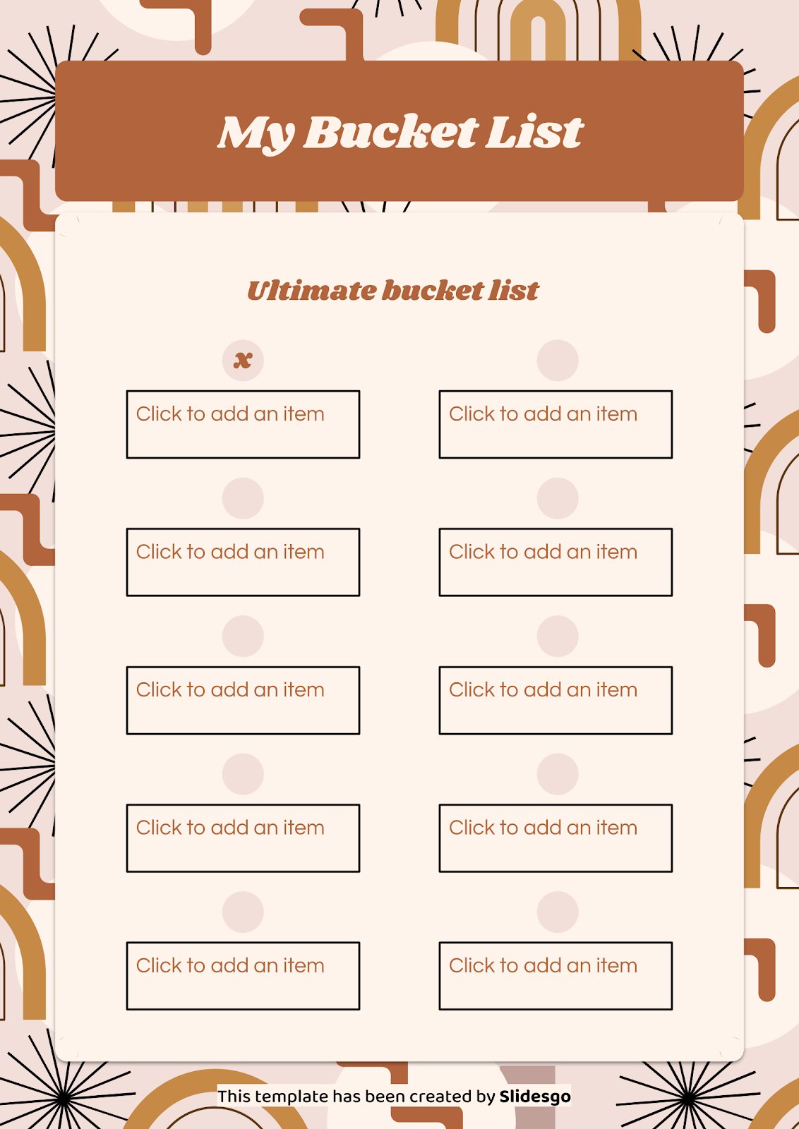 Druckbare Bucket List im Boho-Stil | Google Slides & PPT