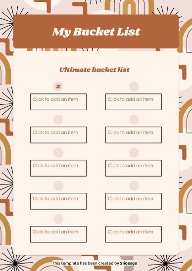 Printable Boho Style Bucket List | Google Slides & PPT