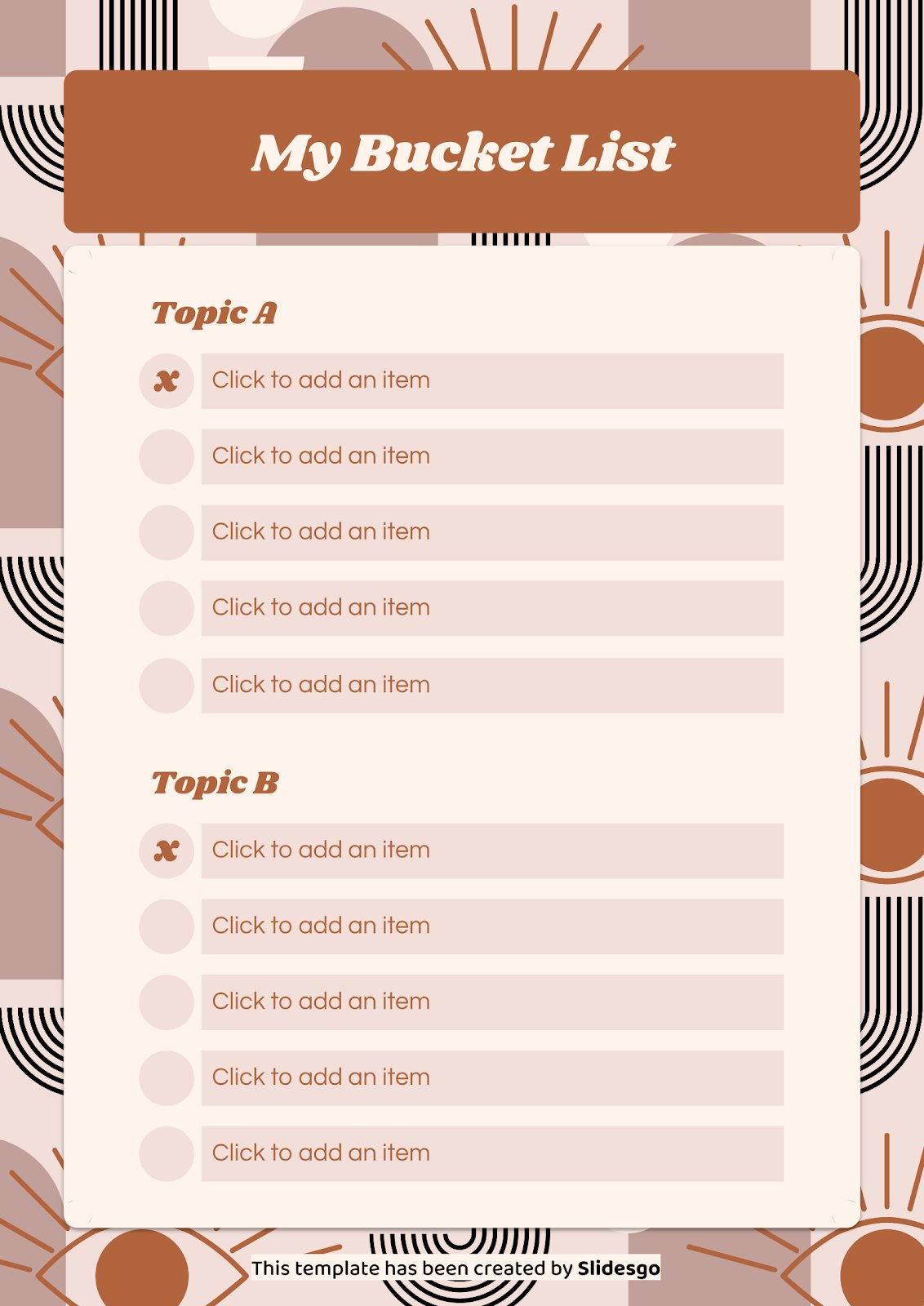 Druckbare Bucket List im Boho-Stil | Google Slides & PPT