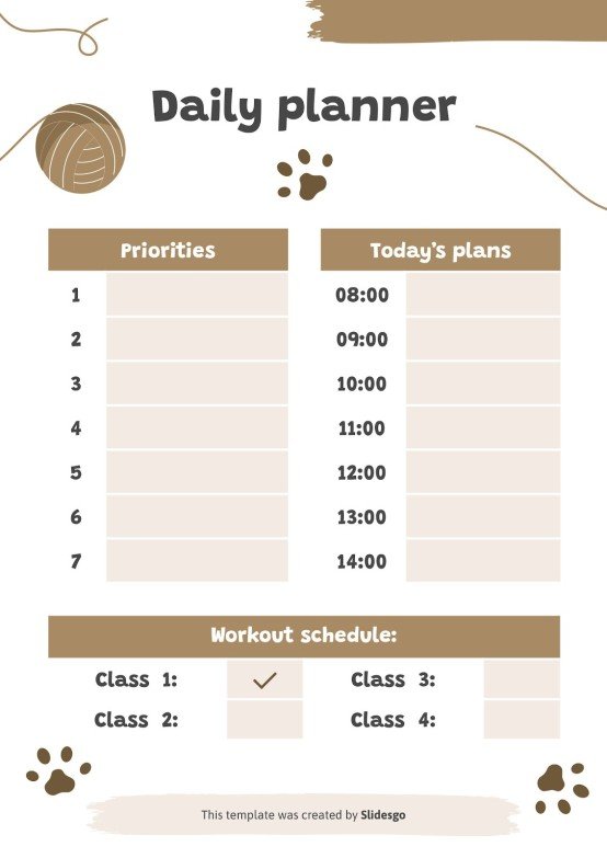 Printable Cute Cats Daily Planner | Google Slides & PPT