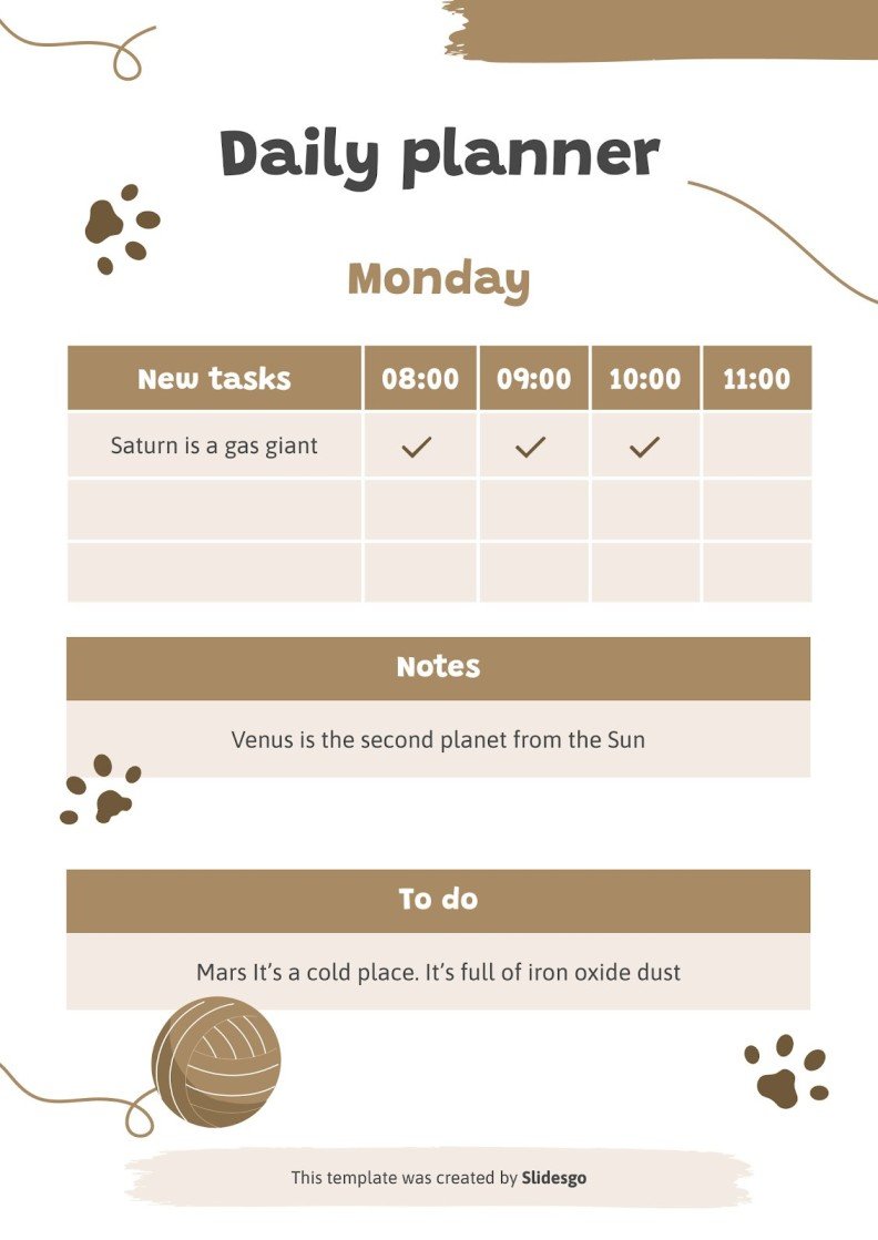 Printable Cute Cats Daily Planner | Google Slides & PPT