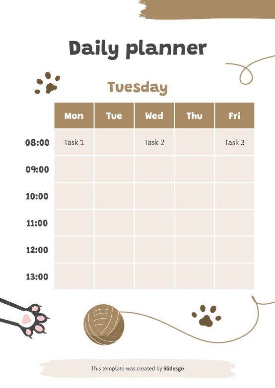 Printable Cute Cats Daily Planner | Google Slides & PPT