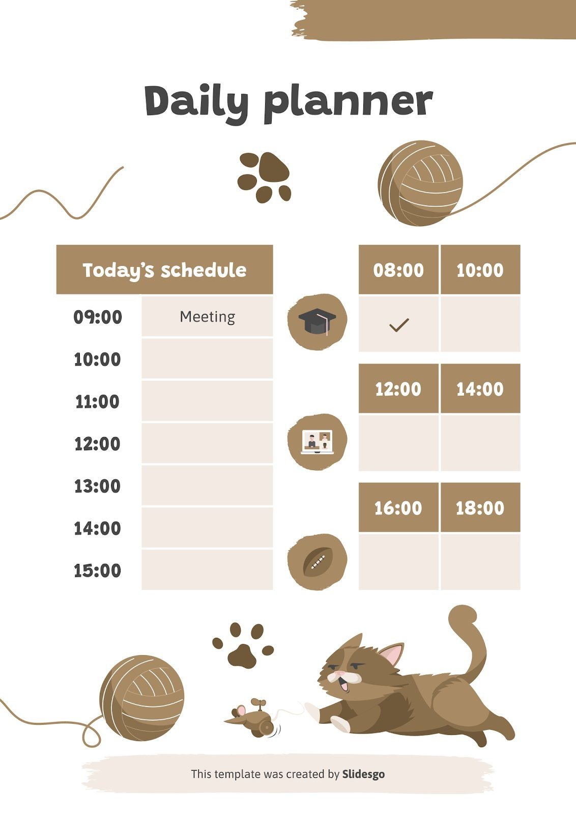 Printable Cute Cats Daily Planner | Google Slides & PPT
