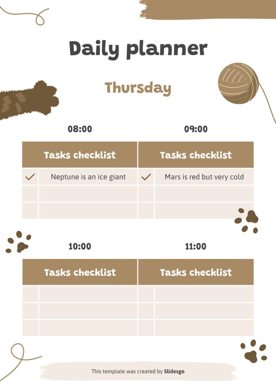 Printable Cute Cats Daily Planner | Google Slides & PPT
